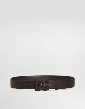 Dolce & Gabbana Deerskin-print Calfskin Belt With Logo - Brown