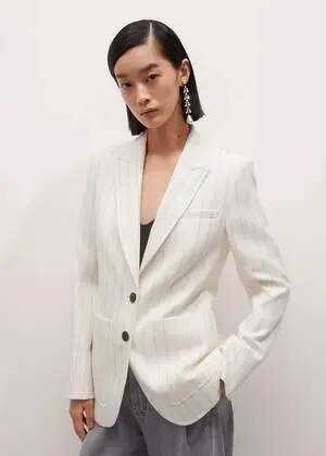 ME+EM Metallic Pinstripe Contour Blazer