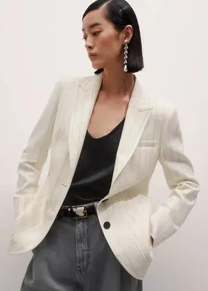 ME+EM Metallic Pinstripe Contour Blazer