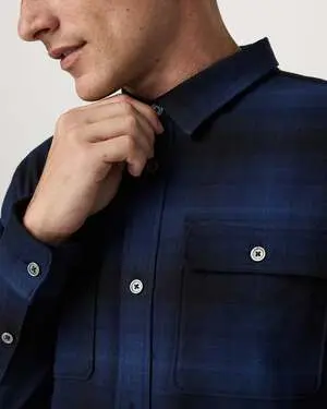 Vuori Long Sleeve Flannel Button Down Shirt - Blue Coast