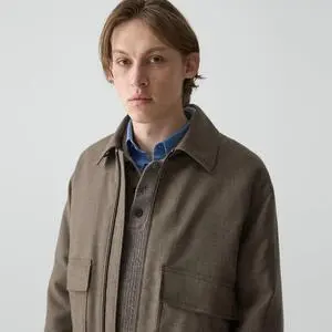 Theory Modern Aviator Jacket In Dapper Wool - Feather