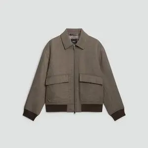 Theory Modern Aviator Jacket In Dapper Wool - Feather