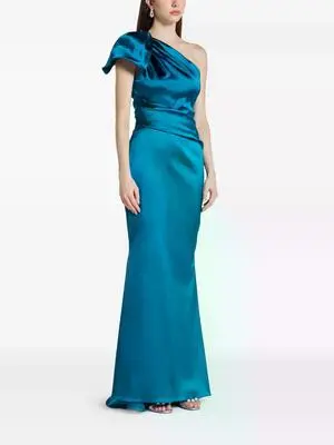 Talbot Runhof One-shoulder Knot Gown