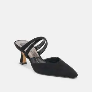 DOLCEVITA Linore Criss-cross Mules - Onyx Suede