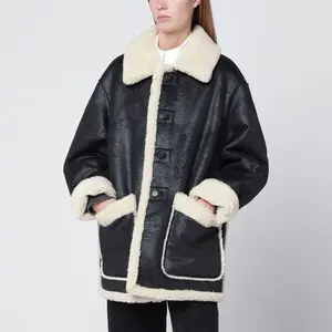 DUNST Faux-leather Shearling-effect Coat - Black