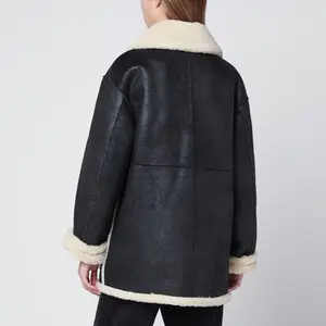 DUNST Faux-leather Shearling-effect Coat - Black