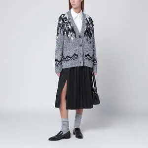 ROBERTO COLLINA Wool-blend Cardigan With Sequins - Grey