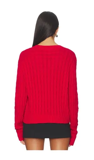 Frankies Bikinis Prince Cable Knit V-neck Sweater - Heartstrings
