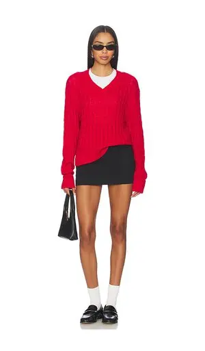 Frankies Bikinis Prince Cable Knit V-neck Sweater - Heartstrings