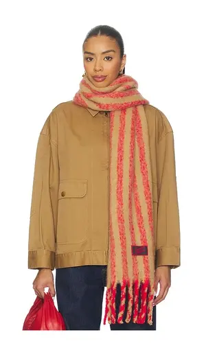 DAMSON MADDER Damson Madder Brushed Oversized Scarf In Orange. Red