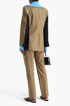 Victoria Beckham Houndstooth Wool-tweed Blazer - Sand