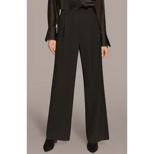 Donna Karan New York Front Pleat Wide Leg Trousers - Black