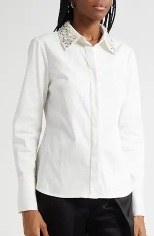 Ramy Brook Wendy Beaded Collar Shirt