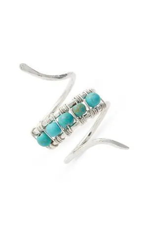 NASHELLE Beaded Snake Ring - Turquoise/sterling Silver