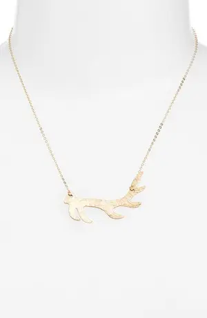 NASHELLE Antler Pendant Chain Necklace - Gold Fill