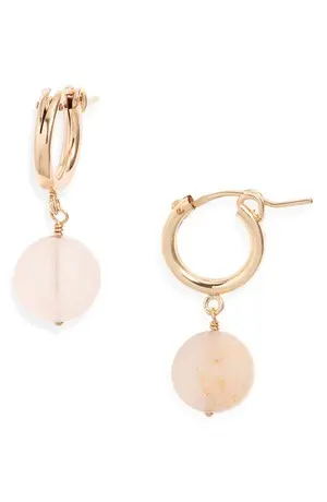 NASHELLE Lucia Quartz Huggie Earrings - Gold Fill/pink Quartz