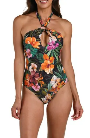 La Blanca Tropical Print One-piece Swimsuit - Brown Multi