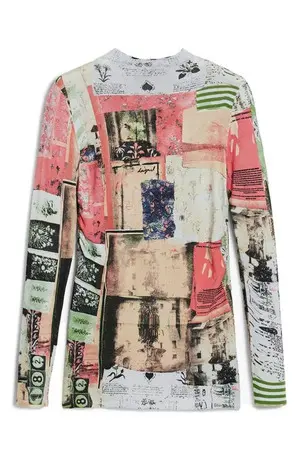 Desigual Printed Mock Neck Top