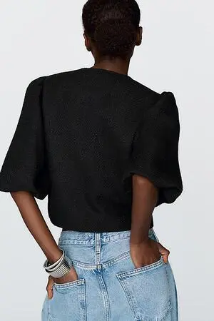 DOLAN LEFT COAST Puff-sleeve Bow-embellished Blazer Jacket
