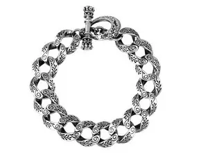 KING BABY STUDIO Small Carved Link Bracelet - Silver