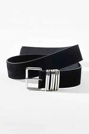 Anthropologie Square Buckle Keeper Belt - Black/silver