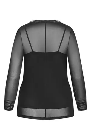 City Chic Sheer Stretch-mesh Top With Camisole Lining