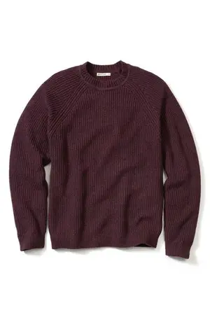 Marine Layer Inverness Ribbed Crewneck Sweater - Sangria/veneer