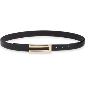 Nordstrom Alia Plaque Buckle Leather Belt - Black