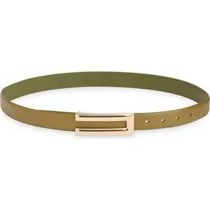 Nordstrom Alia Plaque Buckle Leather Belt - Sphagnum Green
