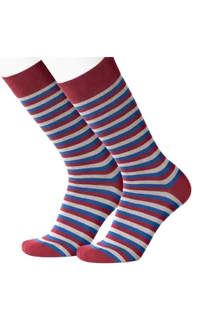 BEAU TIES OF VERMONT Striped Over-the-calf Socks - Vineyard River