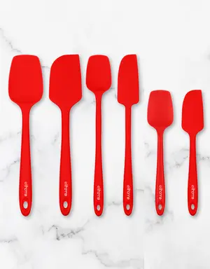 ELI HOME 6 Piece Silicone Spatula Set - Red