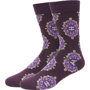 BEAU TIES OF VERMONT Medallion Crew Socks - Purple Medallion