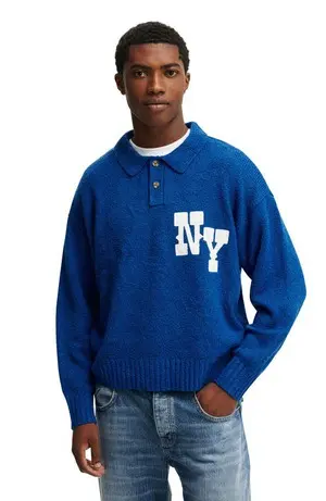 COTTON ON Boxy Rugby Polo Cobalt