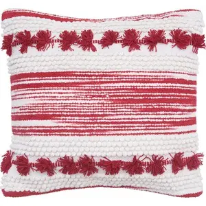 CAROL & FRANK Oriana Tufted Textured Cotton Decorative Throw Pillow - Red