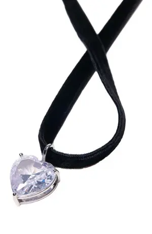 Maje Heart Pendant Velvet Choker Necklace