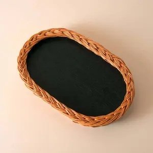 MELA ARTISANS Wicker & Wood Serving Tray