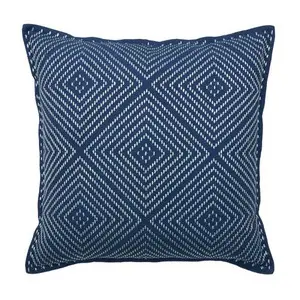C&F HOME Virginia Embroidered Diamond Pattern Cotton Decorative Throw Pillow - Blue
