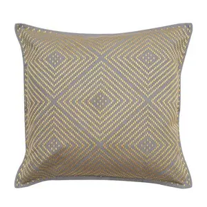 C&F HOME Virginia Embroidered Diamond Pattern Cotton Decorative Throw Pillow - Yellow