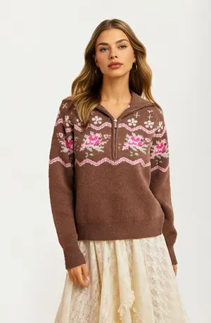 Knit & Lounge Floral Sweaters For Women