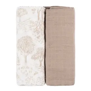 JUST BORN Muslin Swaddle Tan Blankets 2-pack