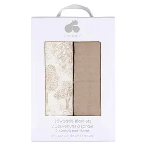 JUST BORN Muslin Swaddle Tan Blankets 2-pack
