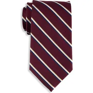 OAK HILL PREMIUM BY DXL Herringbone Striped Silk Neck Tie - Burgundy
