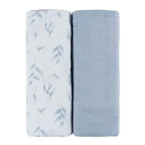 JUST BORN Muslin Swaddle Blue Blankets 2-pack