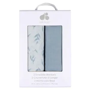 JUST BORN Muslin Swaddle Blue Blankets 2-pack