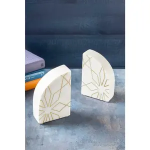GAURI KOHLI Enchant Marble Bookends - White