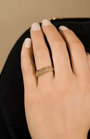 Sterling Forever Cassidy Cubic Zirconia Stack Ring - Gold