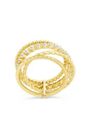 Sterling Forever Cassidy Cubic Zirconia Stack Ring - Gold