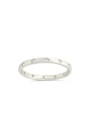 Sterling Forever Cubic Zirconia Studded Band Ring - Silver