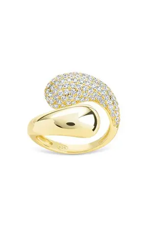 Sterling Forever Cecilia Cubic Zirconia Open Ring Gold