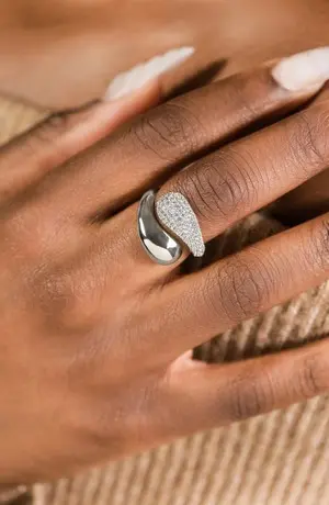 Sterling Forever Cecilia Cubic Zirconia Open Ring - Silver